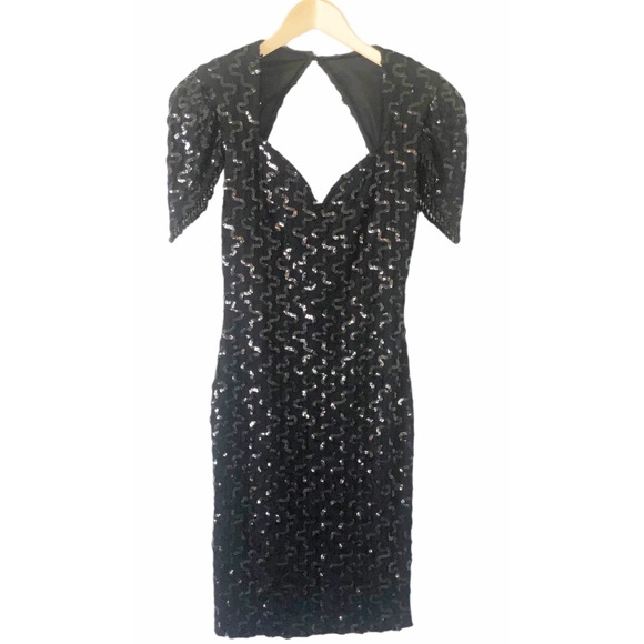Vintage | Dresses | Vintage Lew Magram Black Sequins Cocktail Dress ...